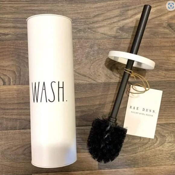 Rae Dunn | Bath | Rare Nwt Rae Dunn White And Black Toilet Brush Wash ...